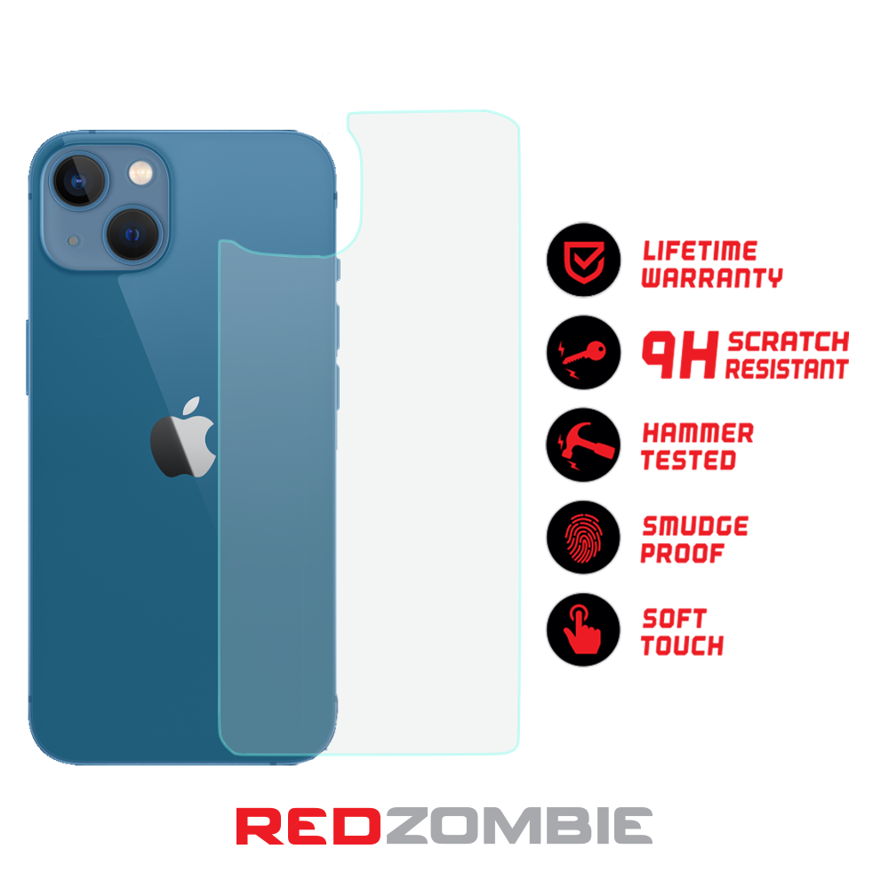 Apple iPhone 13 Back - Tempered Glass Screen Protector – Red Zombie